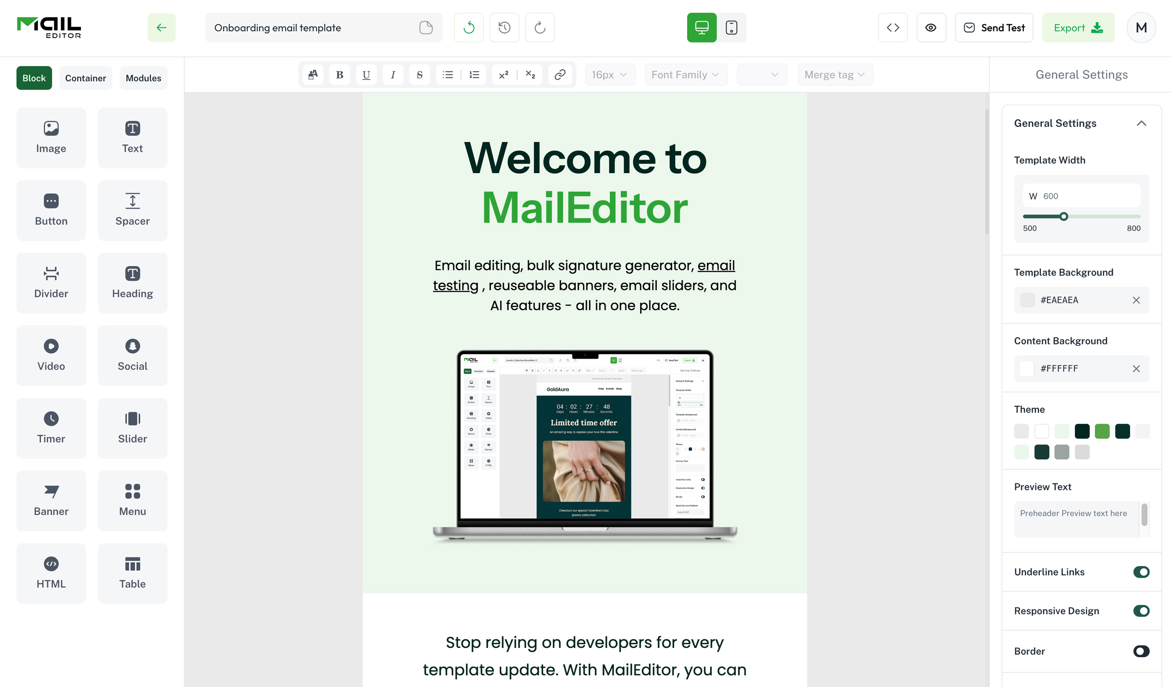 MailEditor – Drag & Drop HTML Email Builder